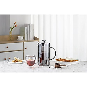 SIXAQUAE French press Coffee Maker Heat Resistant Durable Borosilicate Black Glass 12oz