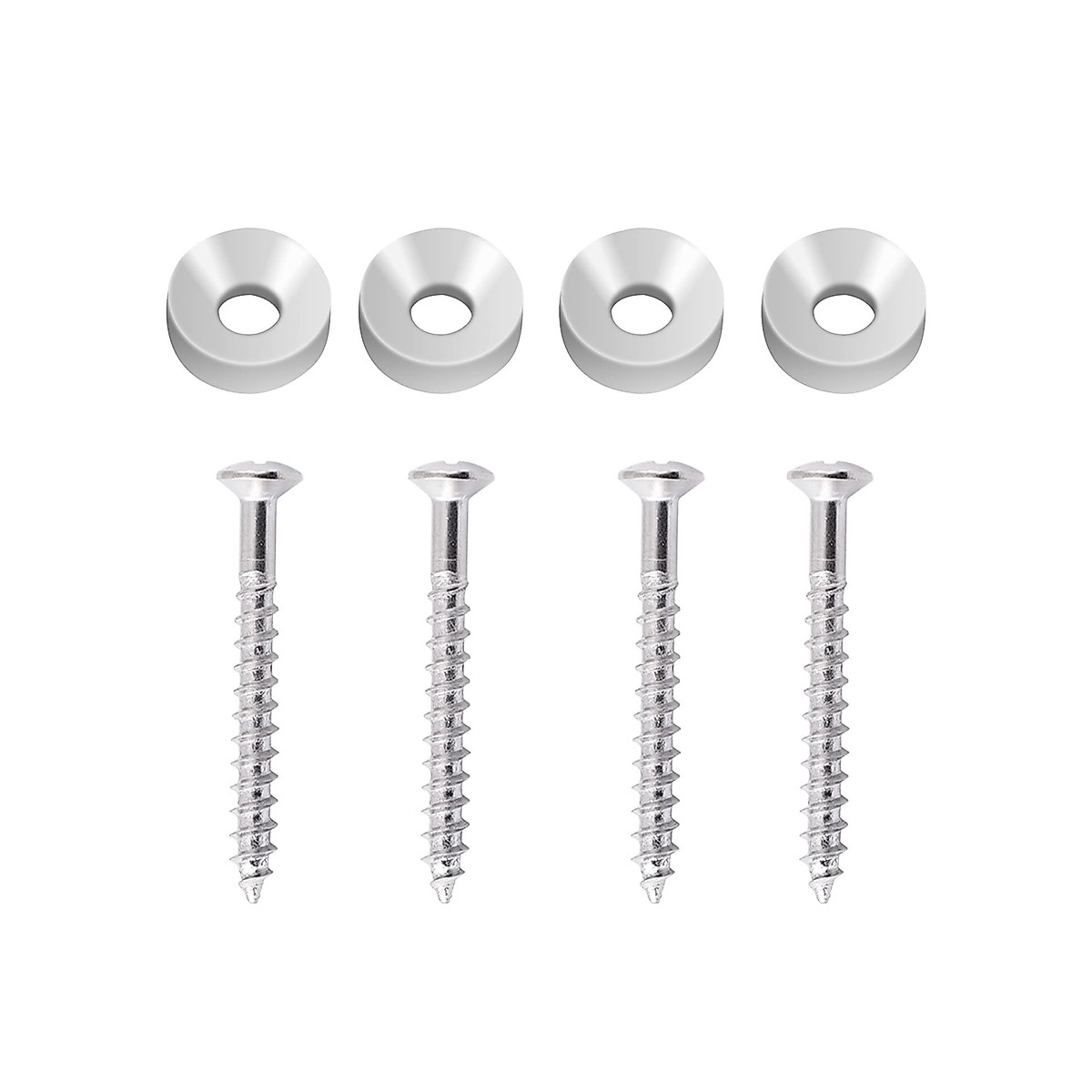Metallor Guitar Neck Joint Bushings and Bolts Mounting Ferrules Metal with Mounting Screws for Electric Guitar or Bass Guitar 4Pcs Chrome
