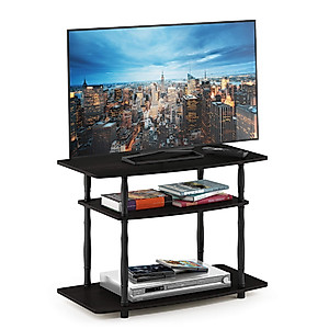 Furinno Turn-N-Tube No Tools 3-Tier Entertainment Center TV Stand for TV up to 32 Inch, Plastic Classic Tubes, Espresso/Black