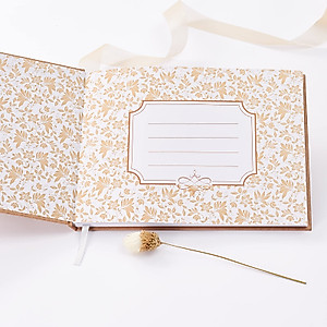 TRULIVA Rustic Wedding Guest Book, Sign in Guestbook for Wedding Reception, Kraft Paper Hard Cover, 7" x 9" (Unlined Guestbook)