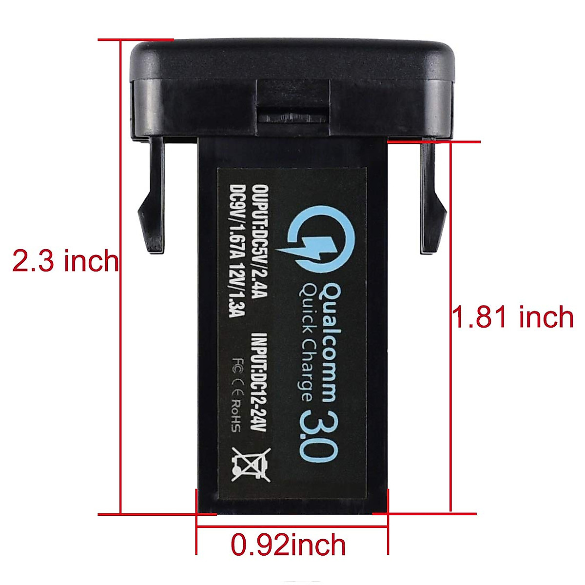 Cllena Quick Charge 3.0 Dual USB Port Charger Socket for Toyota