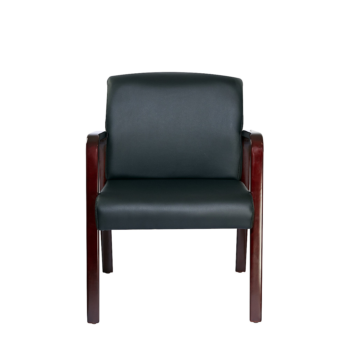 Alera ALERL4319M Alera Reception Lounge Series Guest Chair, Mahogany/black Leather