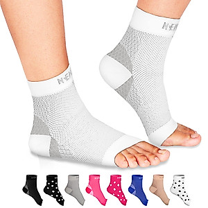 NEWZILL Plantar Fasciitis Socks with Arch Support, BEST 24/7 Foot Care Compression Sleeve, Eases Swelling & Heel Spurs, Ankle Brace Support, Increases Circulation (XXL, White)
