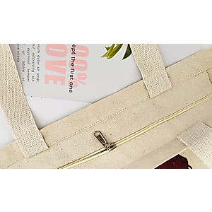 HaoHakka Canvas Tote Bag Aesthetic Vintage, Cute Graphic Trendy Tote Bags with Zipper Pockets Valentines Christmas Gifts for Women Girls Her(Alphonse Maria Mucha)