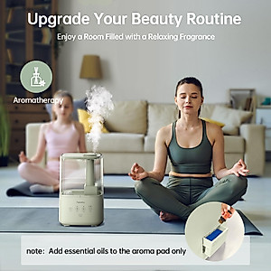 FABULETTA Humidifiers for Bedroom, Warm and Cool Mist Humidifier Large Room for Home, 4.5L Top Fill Air Humidifier with Essential Oil Diffuser, 3 Mist Levels, Timer, 45H Work Time, Quiet Sleep Mode