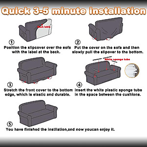 AYLFBFU Waterproof L Shaped Couch Cover Elastic Small Checks Easy Fit, Sofa Slipcovers for 4 Seater with Foam Sticks & Elastic Straps, Couch Set for Kids, Dogs, Pets, Dark Blue