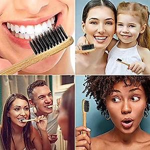 BlauKe Bamboo Toothbrushes Medium Bristles 5-Pack – Biodegradable, Sustainable, Natural, Eco Friendly – Black Charcoal Wooden Toothbrush Set