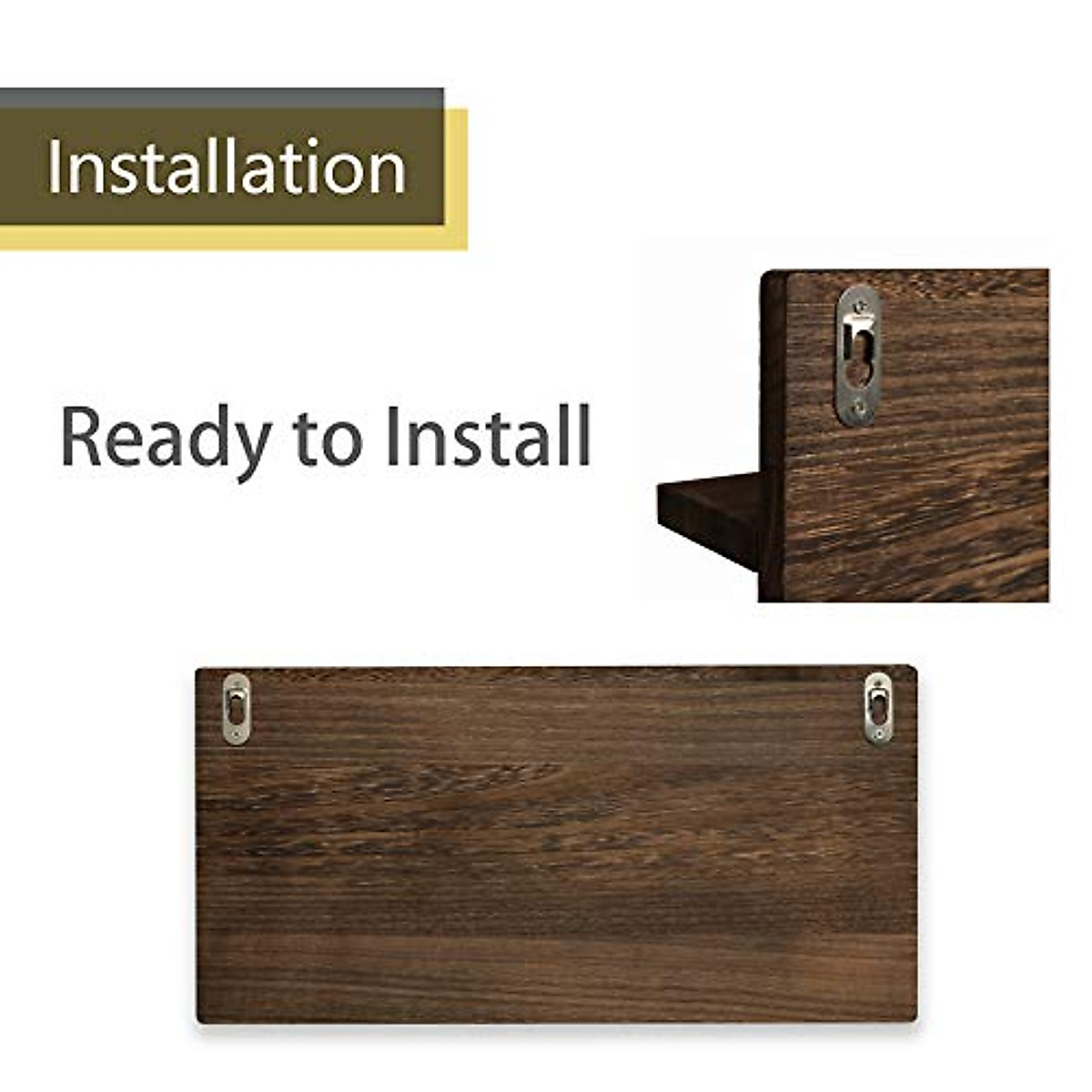 ROOREVO Key Holder for Wall Mail Holder Wall Organizer with Key Hooks and A Floating Shelf Rustic Home Decor for Entryway or Mudroom,Brown
