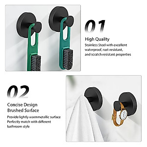 iaredon Suction Cup Hooks for Shower,Shower Suction Cup Towel Holder Hooks,No Drill Suction Hooks for Bathroom,Towel Suction Shower Hooks for Loofah,Glass,Wall,Inside Shower Black (4 Pack)