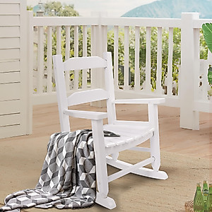 Hngilkoo Kids Wooden Indoor Rocking Chair for Toddlers Comfy Recliner Rocker for Baby Children Ages 3-6 Outdoor Lounge Chair Girls Playroom White