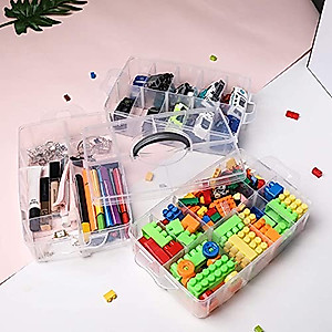 Funall 3-Tier Stackable Storage Container with 30 Compartments(Adjustable),Plastic Organizer Box For Organizing Arts and Crafts,Toy,Washi Tapes,Jewelry,Hair Accessories,10.24X7.55X6.77inches