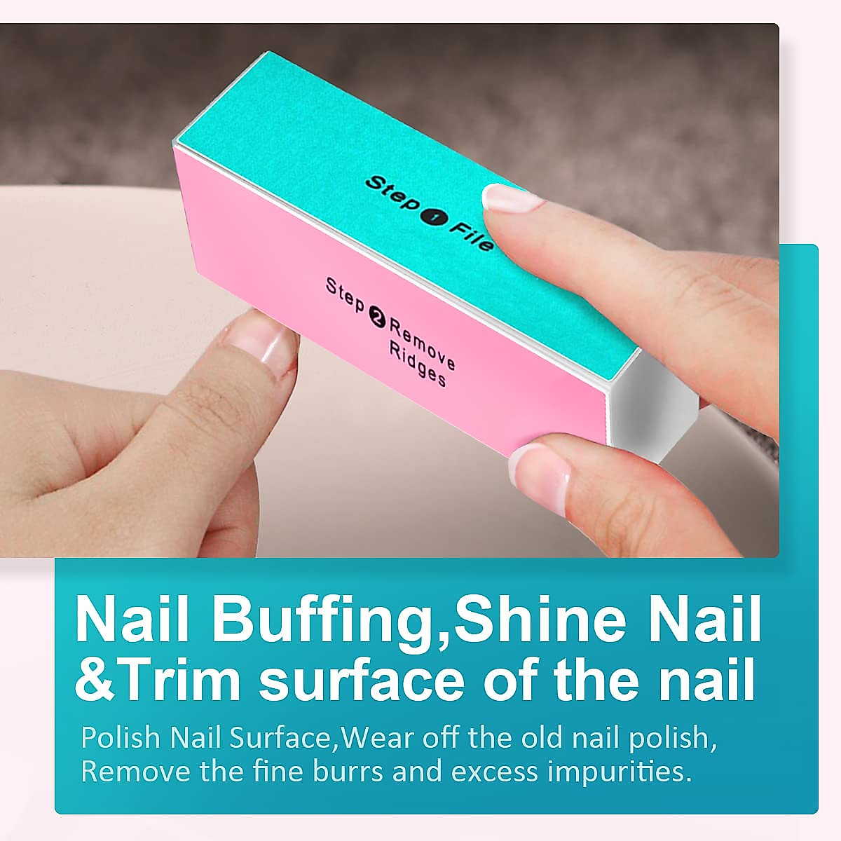 Nail File and Polishing Buffer Block Set,2pcs 4 Way Nail Buffing,Polish Nail Surface Shine Nail,Remove ridegs & 10pcs Double Sided 100/180 Grit Nail File Emery Board Filer,Nail Care Tools