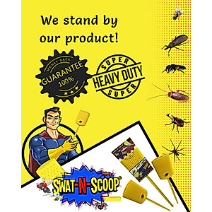 Swat-N-Scoop Heavy Duty Fly Swatter and Spider Catcher and Release (Pack of 3). Insect Fly Catchers for Inside Home. House Fly Killer or Humane Bug Catcher with Built in Insect Scoop.