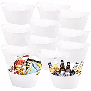 Tiawudi 12 Pack Plastic Storage Bins, Multi-Use Organizer Bins, Oval Storage Tubs for Home & Bathroom Organization, 4.5 Liter Each