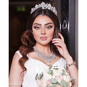 Jorsnovs Luxury Cubic Zirconia Wedding Tiara Para 15 Años Quinceañeras Birthday Crown for Women Pageant Christmas Headband