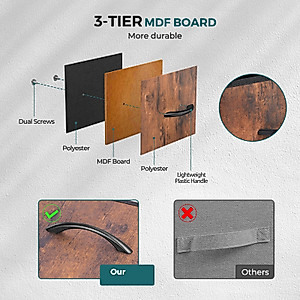 OLIXIS Organizer Storage 8, Chest of Drawers with Fabric Bins, Tall Dresser with Wood Top for Bedroom, Closet, Entryway, Brown