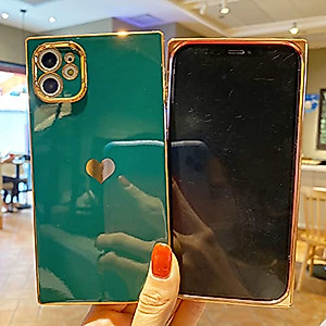 Tzomsze Square iPhone 11 Case, Cute Full Camera Lens Protection & Electroplate Reinforced Corners Shockproof Edge Bumper Case Compatible with iPhone 11 [6.1 inches] -Candy Pink