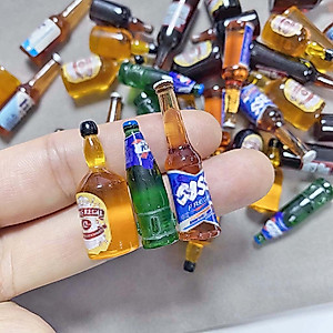 Juland 40PCS Miniature Mini Beer Drinks Decoration Dollhouse Beer Glass Mixed Wine Resin Sets Simulation Instant Model Scene Tableware Dolls House – Random Pattern