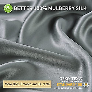 ZIMASILK 100% Mulberry Silk Pillowcase for Hair and Skin - Upgraded Silk Pillow Case, More Soft & Durable, Highest Grade 6A Silk, with YKK Zipper, Gift Box 1Pc (Standard 20"x26", Grey)