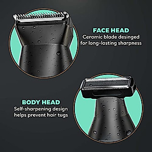 Dollar Shave Club | Double Header Electric Trimmer | Electric Razor with a Beard Trimmer Head & Separate Body Grooming Head | Waterproof Body Shaver & Beard Trimmer, Black
