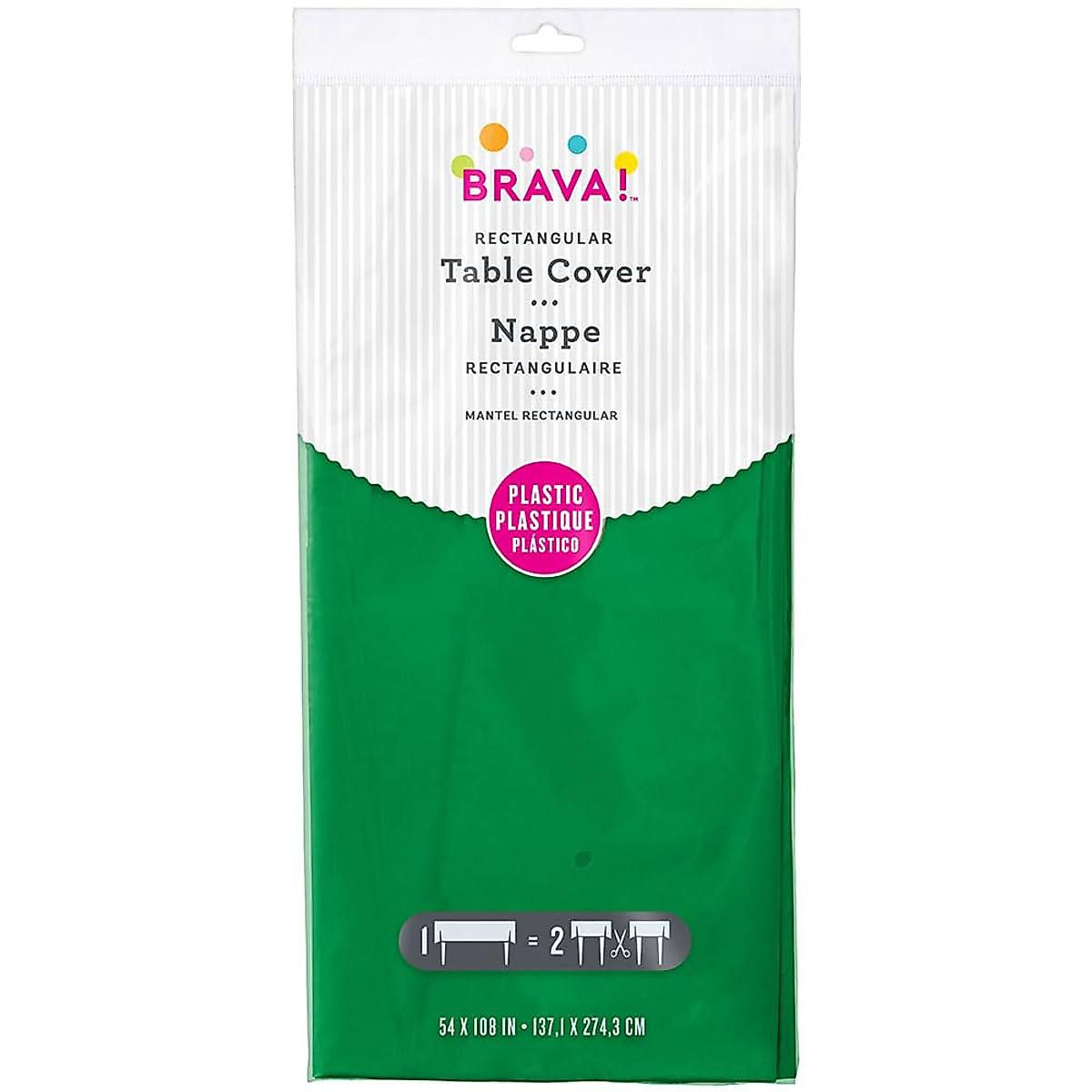 Amscan Plastic Table Cover, 54" x 108", Festive Green