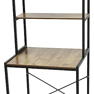 GOSHET Washer and Dryer Shelves, 3Tiers Clothes Drying Rack Floor Mount Rectangular Bathroom Laundry Room Organization Storage Shelf Space Saving Standing Rack (Black Frame+Antique Rubber Plate)
