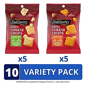 SARGENTO® 100% Cheese Crisps Variety Pack, Parmesan and Cheddar, 10 Snack Packs