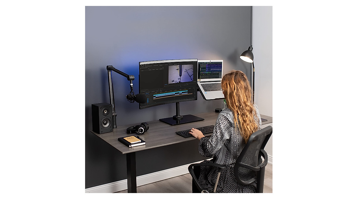 VIVO Free Standing Single Computer Monitor and Laptop Combo Desk Stand ...