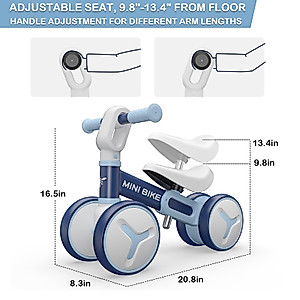 Ancaixin Baby Balance Bike Toddler Bicycles 1-4 Years Gifts for 18 Month Old Boy Girl Riding Toy for Balance, Cycling and Running Training with Adjustable Seat(Blue_New)