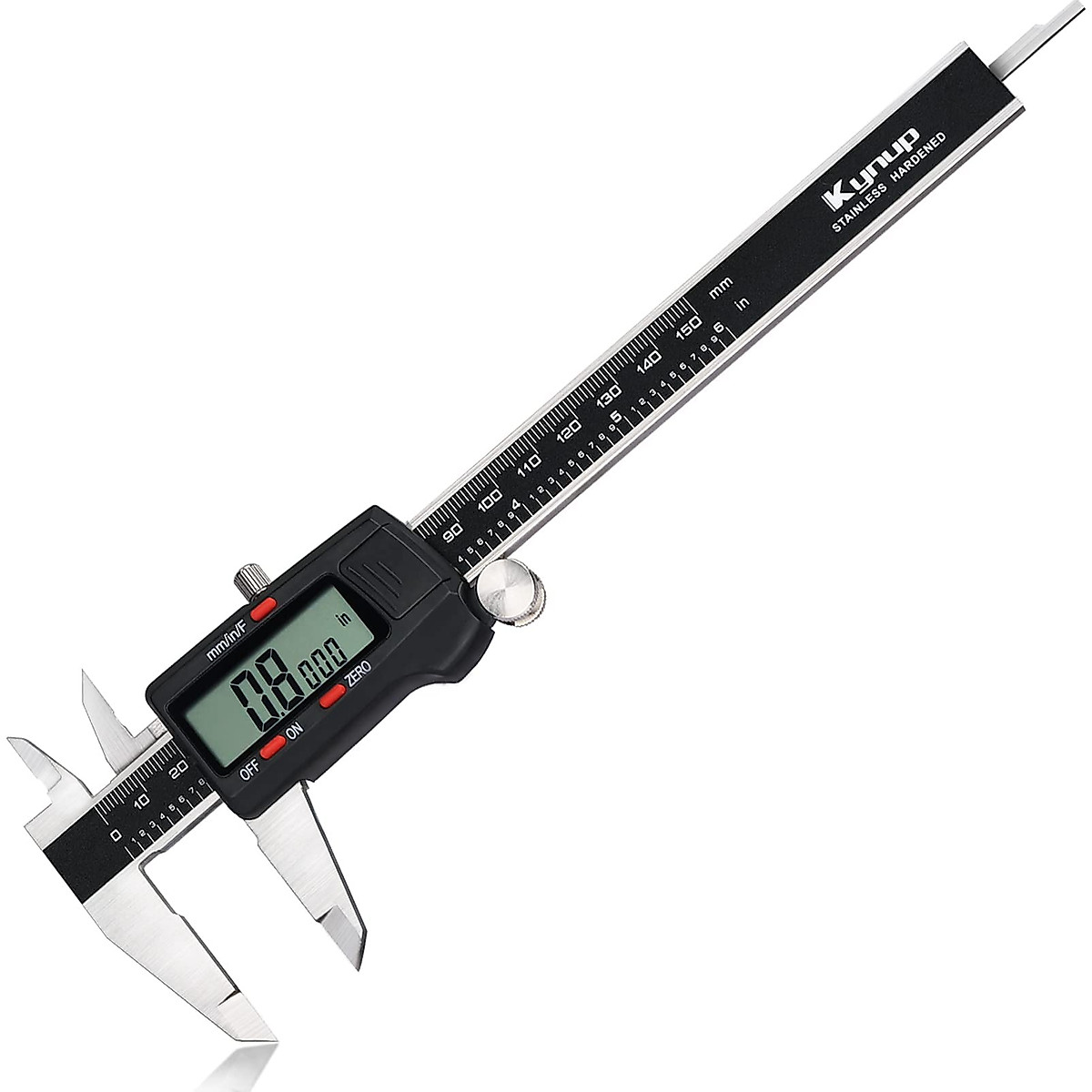 Kynup 6Inch & 12Inch Digital Calipers, Caliper Measuring Tools IP54 Waterproof Protection Design, Stainless Steel Measuring Tools Easy Switch from Inch Metric Fraction, Large LCD Screen