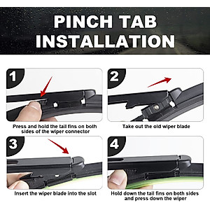 Original Front and Rear Windshield Wiper Blade Replacement Pinch Tab 26"+22"+11" for 2011-2017 Ford Explorer All Weather (Set of 3)