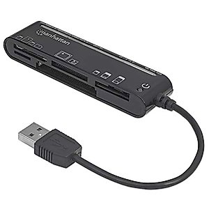 Manhattan USB 2.0 Card Reader / Writer – with 5 Flash Memory Card Slots, Supports 79 Memory Card Formats, 480 Mbps Data Transfer Speed – Compatible with Windows & Mac – 3 Yr Mfg Warranty - 101998