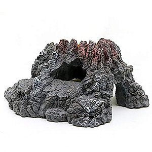 S-Lifeeling Tank Decoration Volcano Landscape View Tank Ornament Volcanic Stone Fish Tank Aquarium Decorations