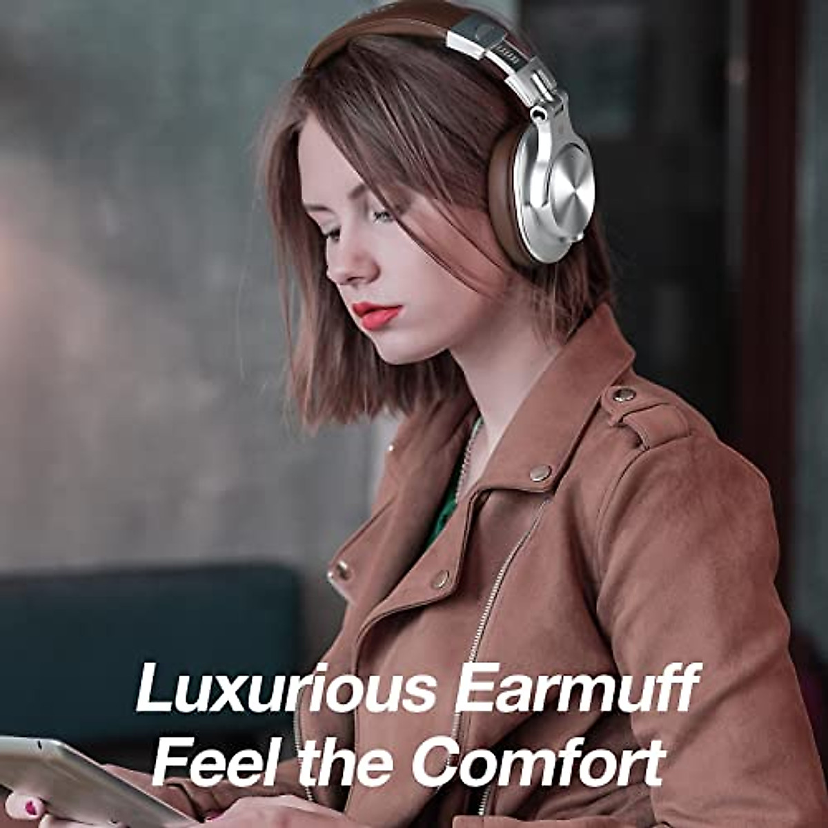 OneOdio A70 Bluetooth Over Ear Headphones, Wireless Headphones w/ 72H Playtime, Hi-Res, 3.5mm/6.35mm Wired Audio Jack for Studio Monitor & Mixing DJ E-Guitar AMP, Computer Laptop PC Tablet - Silver