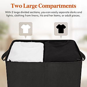 Lifewit 145L Laundry Basket with Lid, Large Double Laundry Hamper 2 Section Dirty Clothes Hamper for Bedroom with 2 Removable Laundry Bags, Black