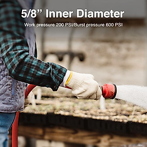 SPECILITE Hot/Cold Water Hose 5/8" x 50 ft,Heavy Duty Red Garden Hose -50℉ to 190℉,Flexible & Lightweight Rubber Hoses With 3/4" Brass Fittings for Yard,Outdoor,Farm