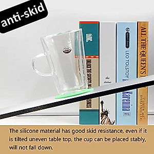 TOSSOW Silicone Drink Coasters with Holder Set 3.5 Inches Flexible Heat Resistant Coaster Colorful Insulation Durable Non-Slip Thick Coffee Drinks Wine Cup Mat (6 Colors, 6 pcs)