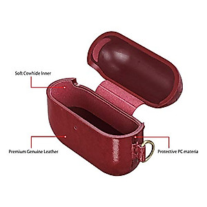 Airpods Pro Case Leather, Protective Airpods Case Cover for Apple Airpods 3, Genuine Leather Case for Airpods Pro with Keychain [Front LED Visible] Headphone Cases for AirPods Pro Charging Case