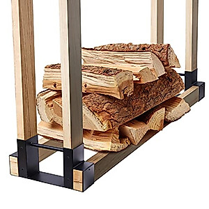 Ohuhu Firewood Rack Brackets with Screws, 2-Pack Fire Wood Racks Adjustable to Any Length, DIY Firewood Shed Log Holders for Firewood Storage Outdoor & Indoor Heavy Duty Metal Fire Log Stacking Rack