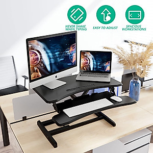 FLEDEX Standing Desk Converter 30 inch, Height Adjustable Sit Stand Desk Riser, Stand Up Desk for Home Office, Sit to Stand Tabletop with Keyboard Tray for Dual Monitors