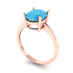 Clara Pucci 2.5ct Oval Cut Solitaire Simulated Turquoise Engagement Wedding Bridal Promise Anniversary Ring 18K Rose Gold Size 6.25