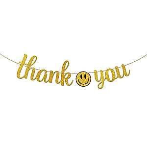 Thank You Banner Gold Glitter, Bachelorette Wedding Bridal Shower Party Decorations, Thanksgiving Day Decorations