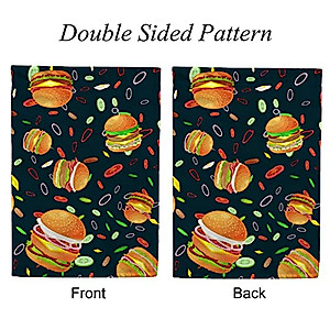 My Little Nest Seasonal Garden Flag Cartoon Tasty Burger Double Sided Vertical Garden Flags for Home Yard Holiday Flag Outdoor Decoration Farmhouse Banner 28"x40"