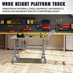 Work Height Platform Truck Cart, 2000LBS Weight Capacity Platform Cart with 5Inch Caster Provide Comfortable 28 Inch Working Platform Allow to Transport and Perform Easily Without Excessive Bending