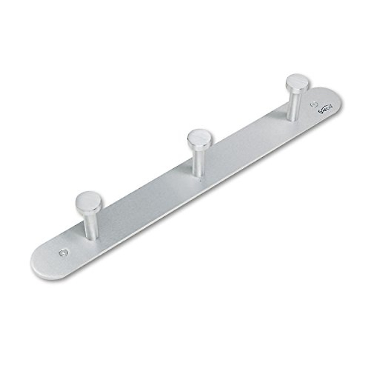 Safco 4201 Nail Head Wall Coat Rack Three Hooks Metal 18W X 2-3/4D X 2H Satin Aluminum