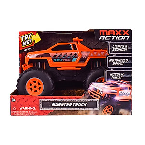 Monster Truck with Lights & Sounds, Motorized Orange Truck for Boys, Girls, Toddlers 3+