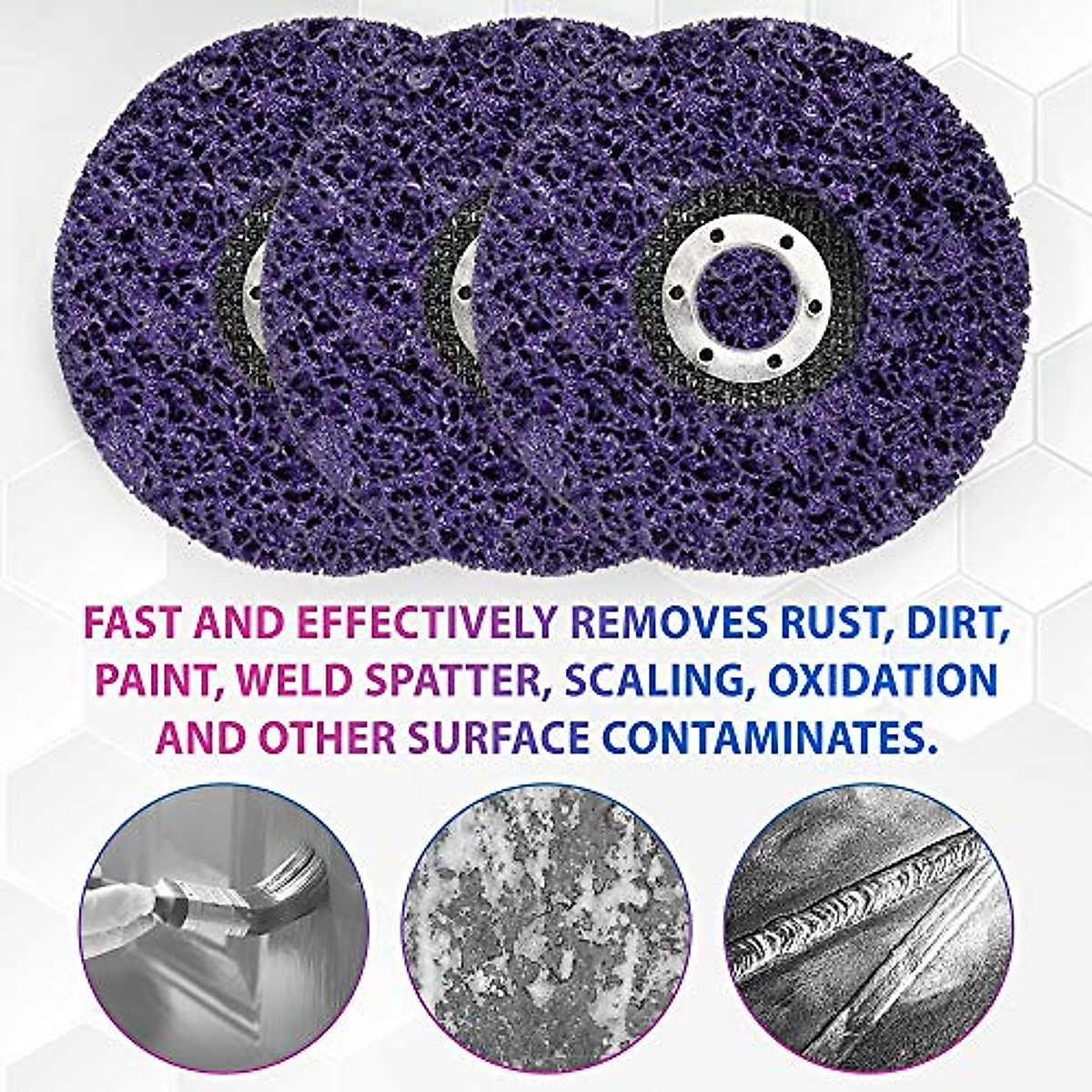LotFancy Stripping Disc, 6PCS 4 1/2” x 7/8” Quick Easy Strip and Clean Discs, Paint and Rust Remover Stripper for Angle Grinder, Silicon Carbide Abrasive Wheel for Wood Metal Fiberglass, Purple