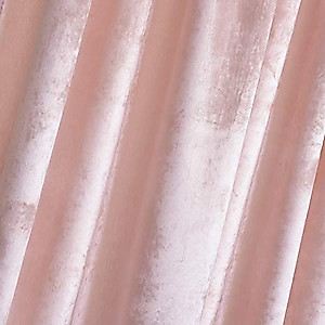 Roslynwood Velvet Curtain Panels Ballet Pink Room Darkening Window Super Soft Luxury Drapes for Bedroom Thermal Insulated Rod Pocket Curtain for Living Room (2 Panels, 52 by 96 Inch)