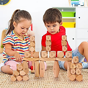 OATHX Montessori Toys Stacking Rocks Wooden Blocks Building Preschool Balancing Stones for Toddlers 1-3 Girls Boys Sensory Natural Wood 20pcs Large Size