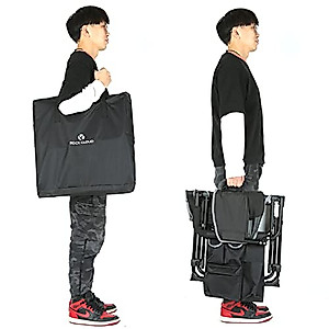 ROCK CLOUD Folding Camping Chair with Storage Pocket and Side Table Compact Portable Camp Chairs Outdoor for Camp Lawn Hiking Fishing Sports Black